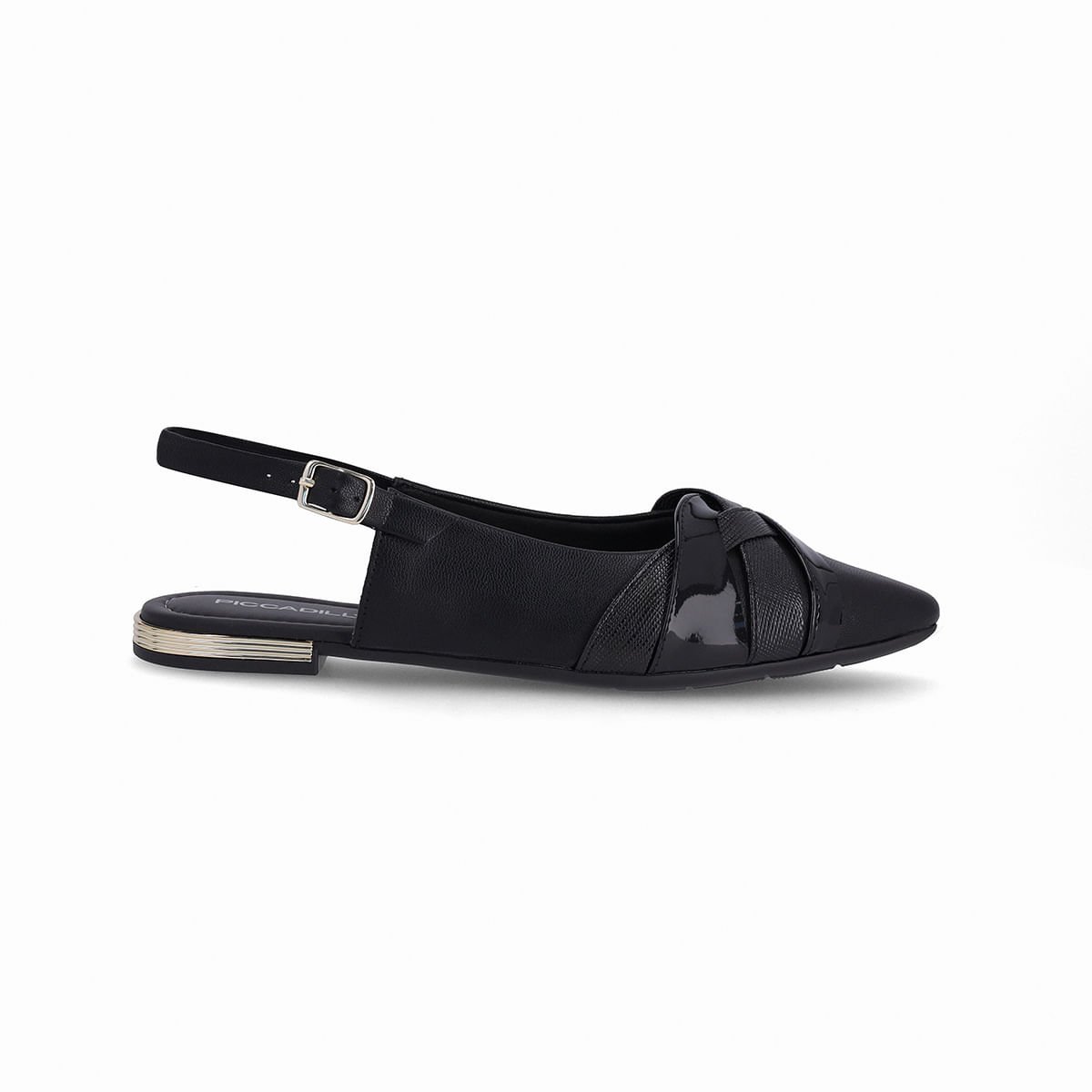 SlingBack Ana Salto Baixo Preto Preto