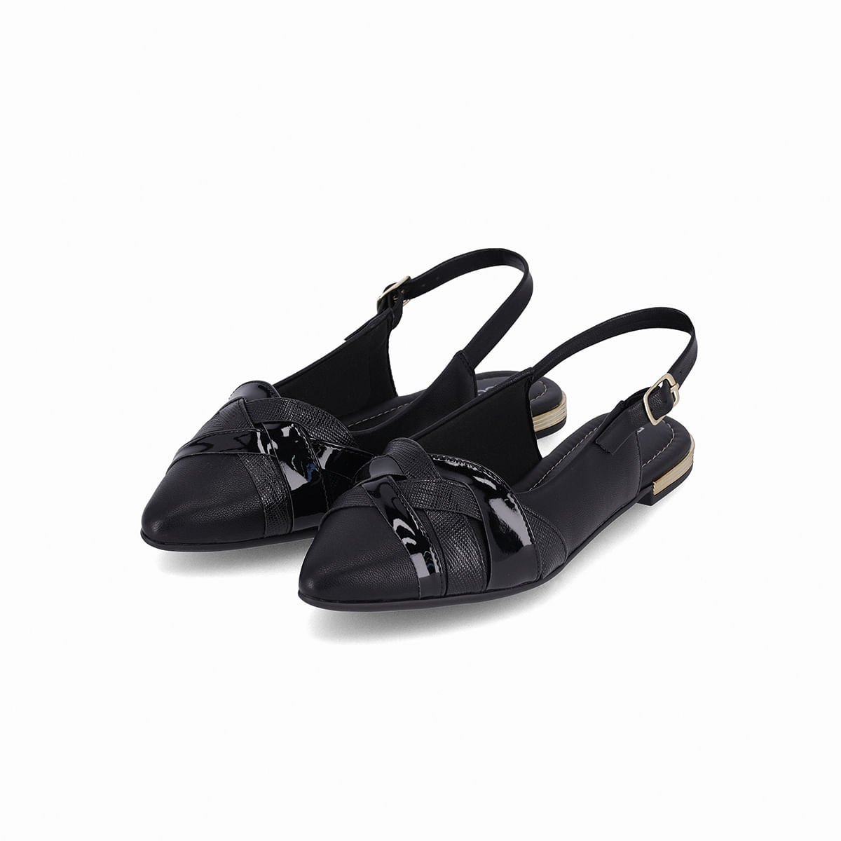 SlingBack Ana Salto Baixo Preto Preto