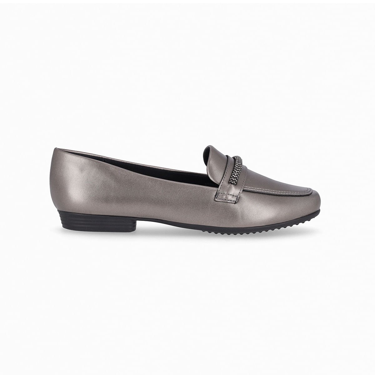 Loafer Raquel Salto Baixo Cinza