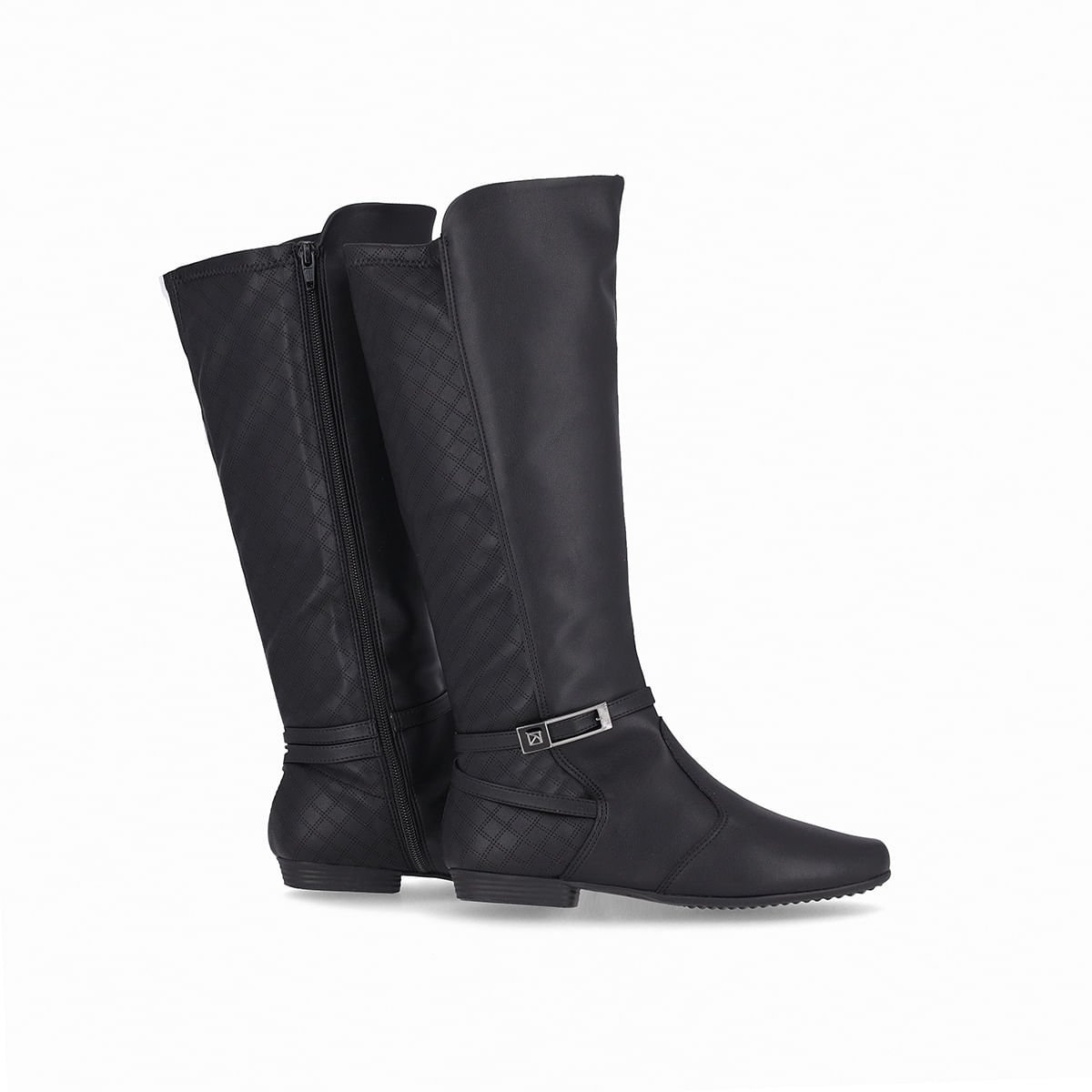 Bota Raquel Cano Longo Salto Baixo Preto Preto