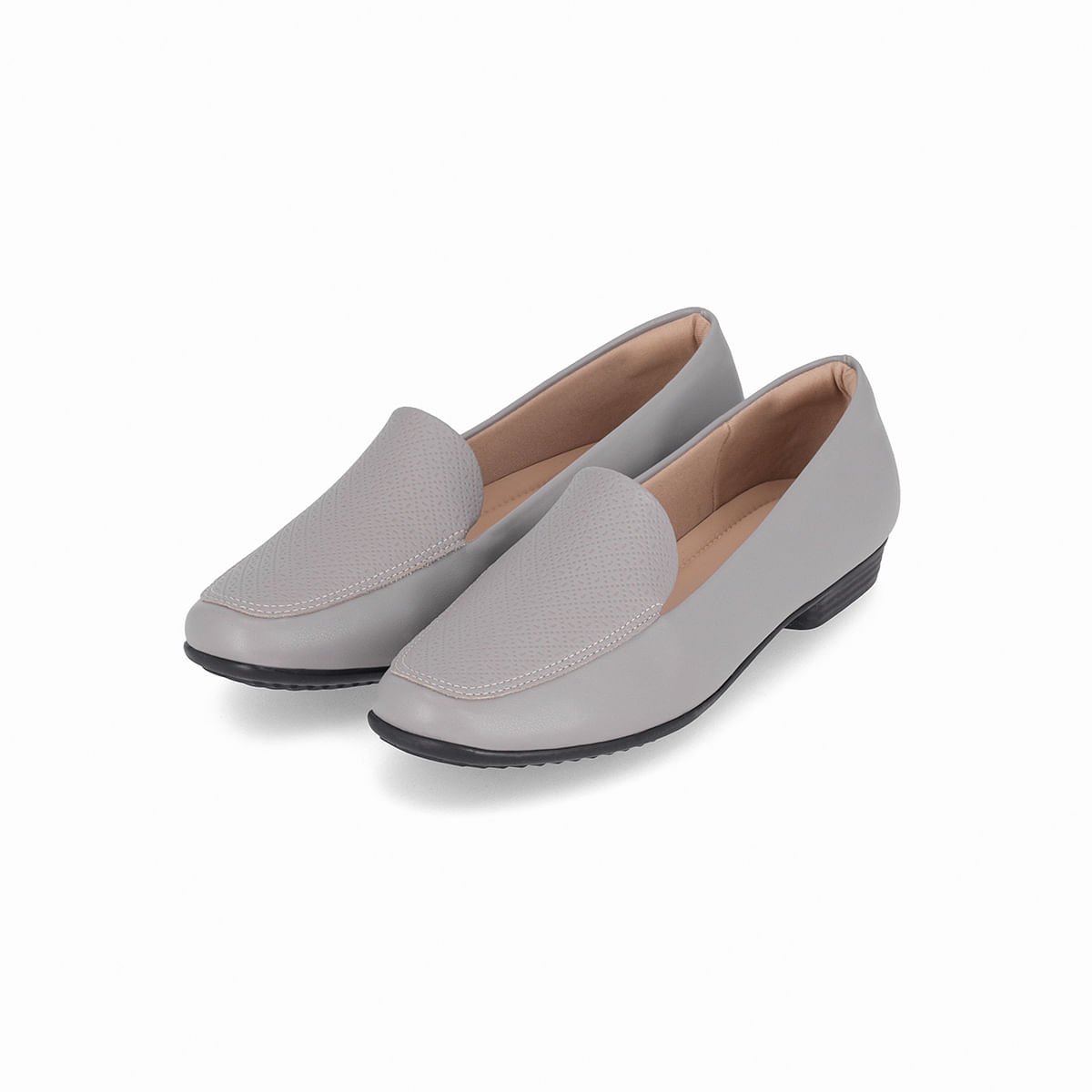 Loafer Raquel Salto Baixo Cinza Cinza