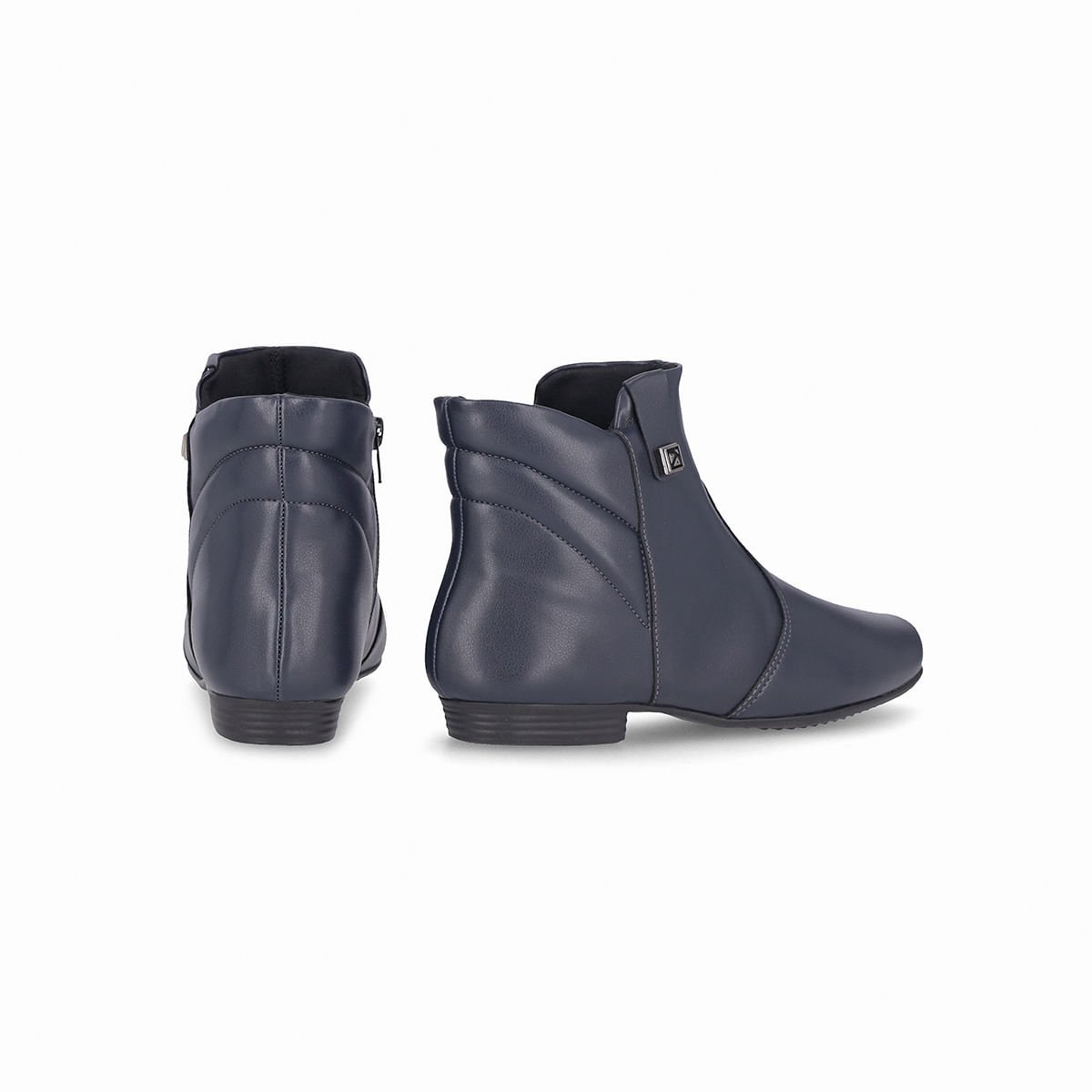 Bota Raquel Cano Curto Salto Baixo Navy Azul