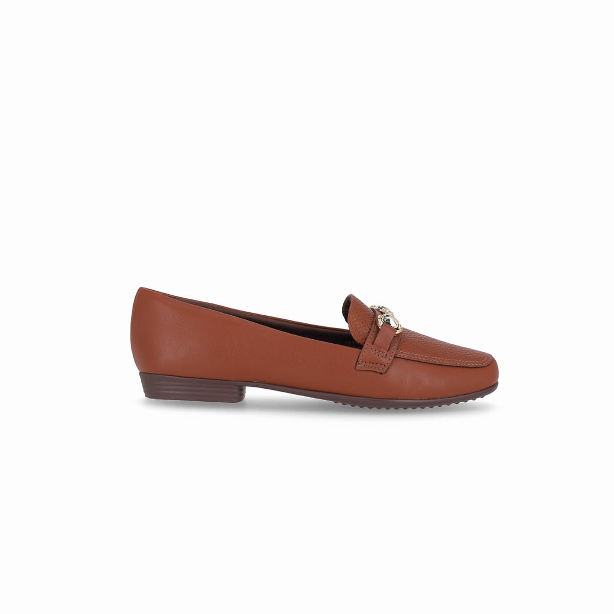 Loafer Raquel Salto Baixo Conhaque Marrom