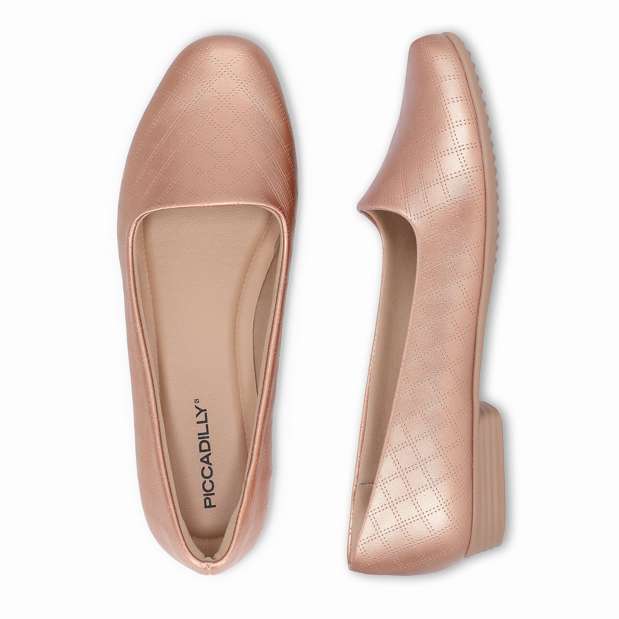 Sapatilha Raquel Salto Baixo Ouro Rosado Rose Gold