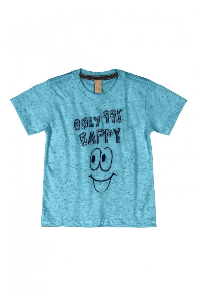 Camiseta Up Baby Manga Curta Happy Azul Azul