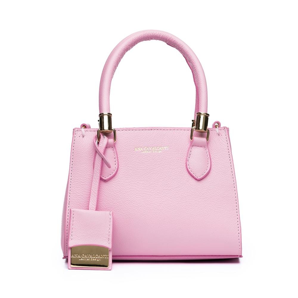 BOLSA COURO LEGÍTIMO MINI TOTE ROSA CLARO Rosa