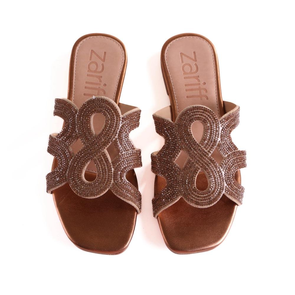 Rasteirinha Feminina Zariff D509qd Bronze Marrom