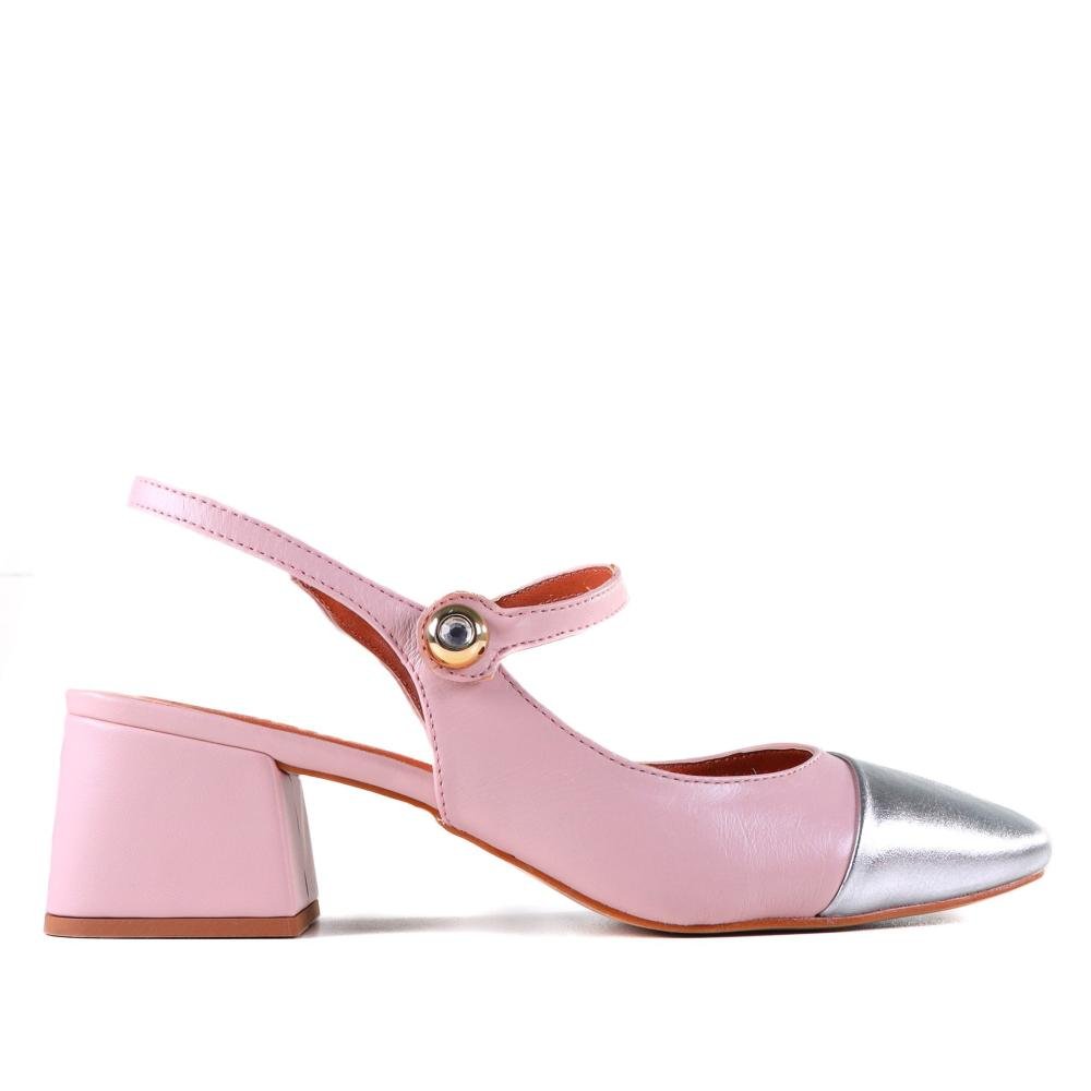 Sapato Feminino Zariff Slingback Rose Prata Rosa