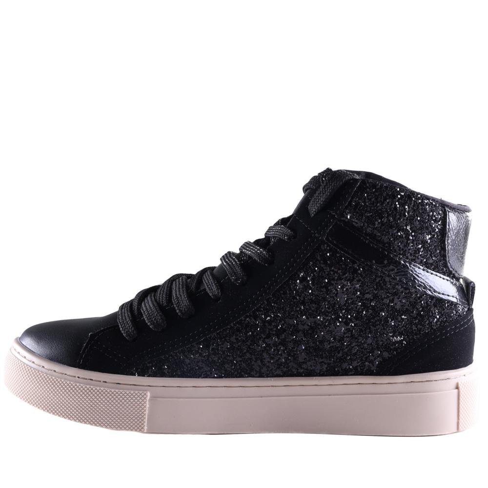 Tênis Casual Feminino Via Marte Cano Alto 082-013 Preto Preto