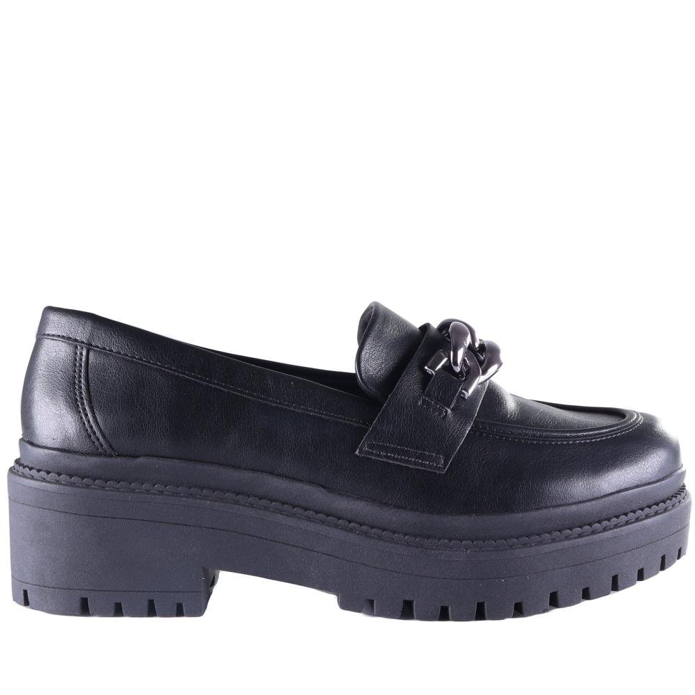 Mocassim Feminina Via Marte 013-006 Preto/Preto Preto