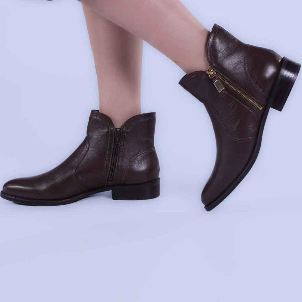 Bota Feminina Zariff de Couro 401-8372 Chocolate Marrom