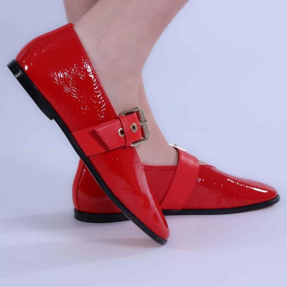 Sapatilha Feminina Zariff com Fivela Dourada 7560006 Vermelho Vz Vermelho