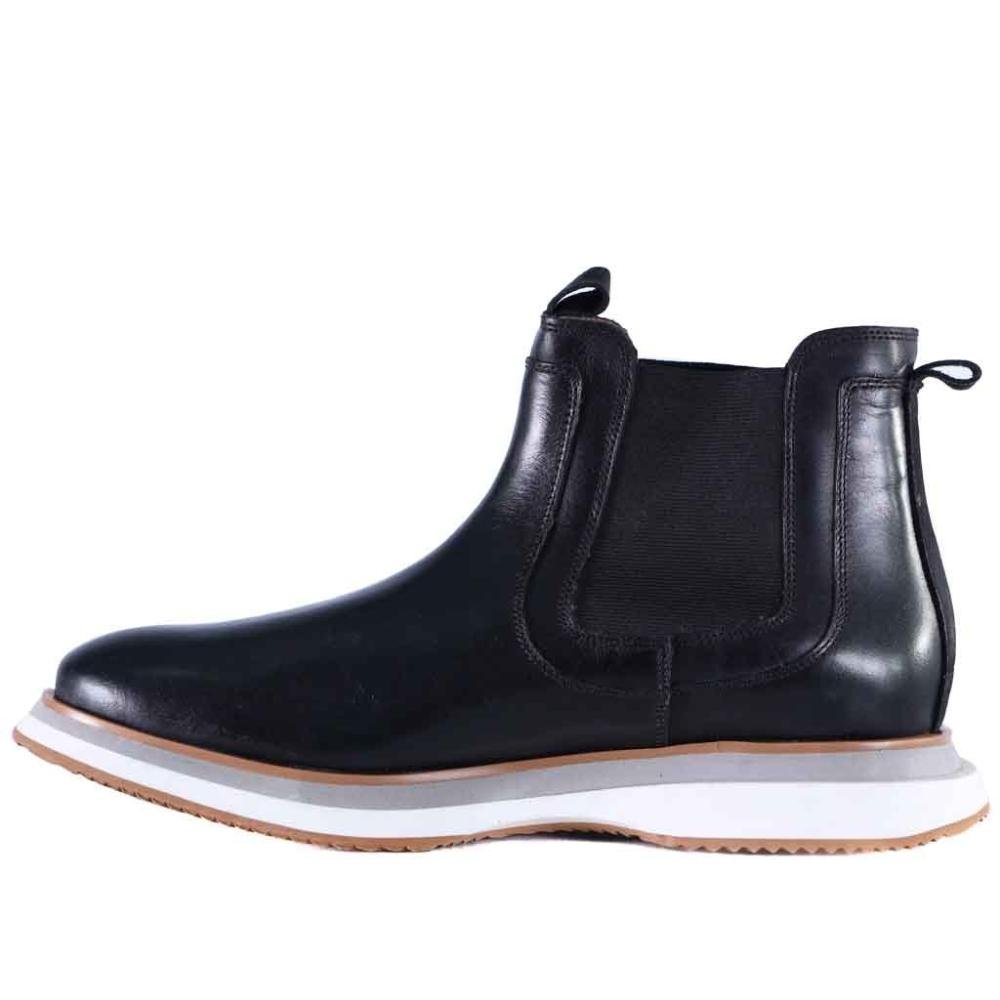 Bota Chelsea Masculina em Couro Zariff Lon022 Preto Preto