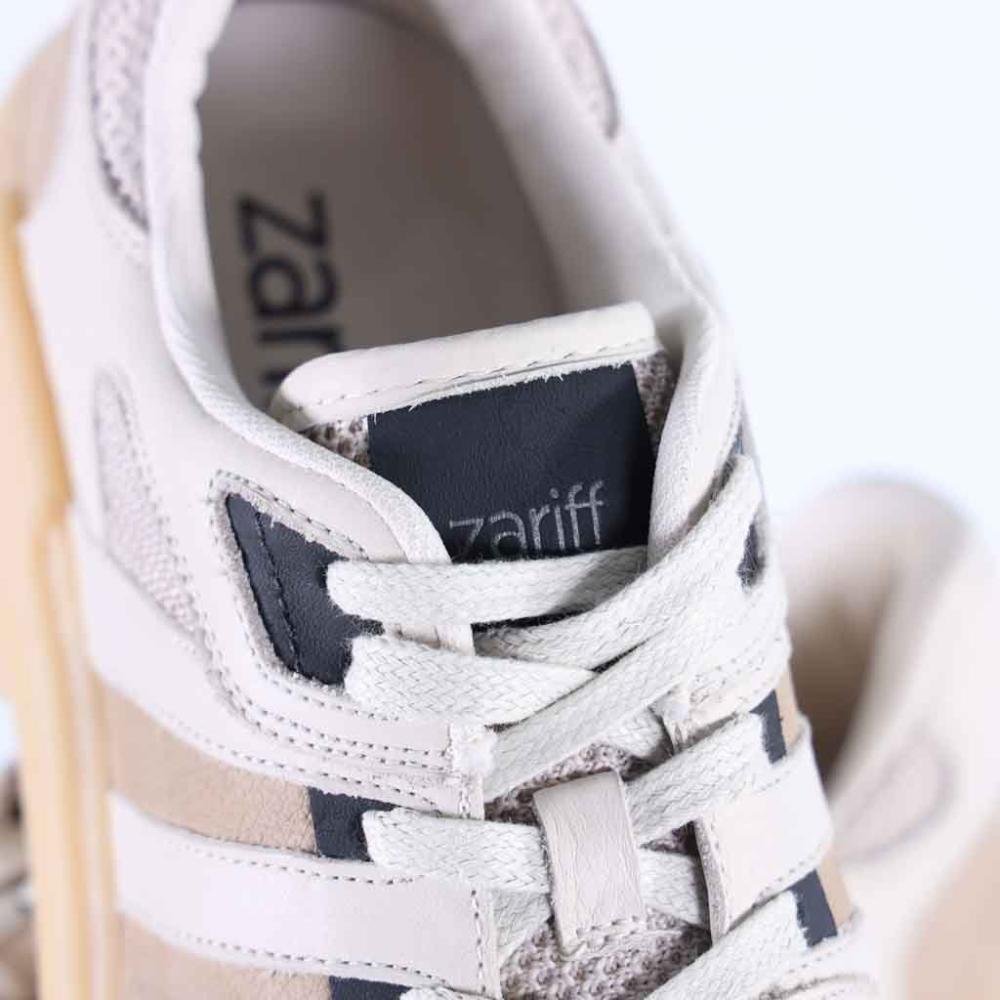Tênis Casual Masculino em Couro Zariff Rck008 Off White White