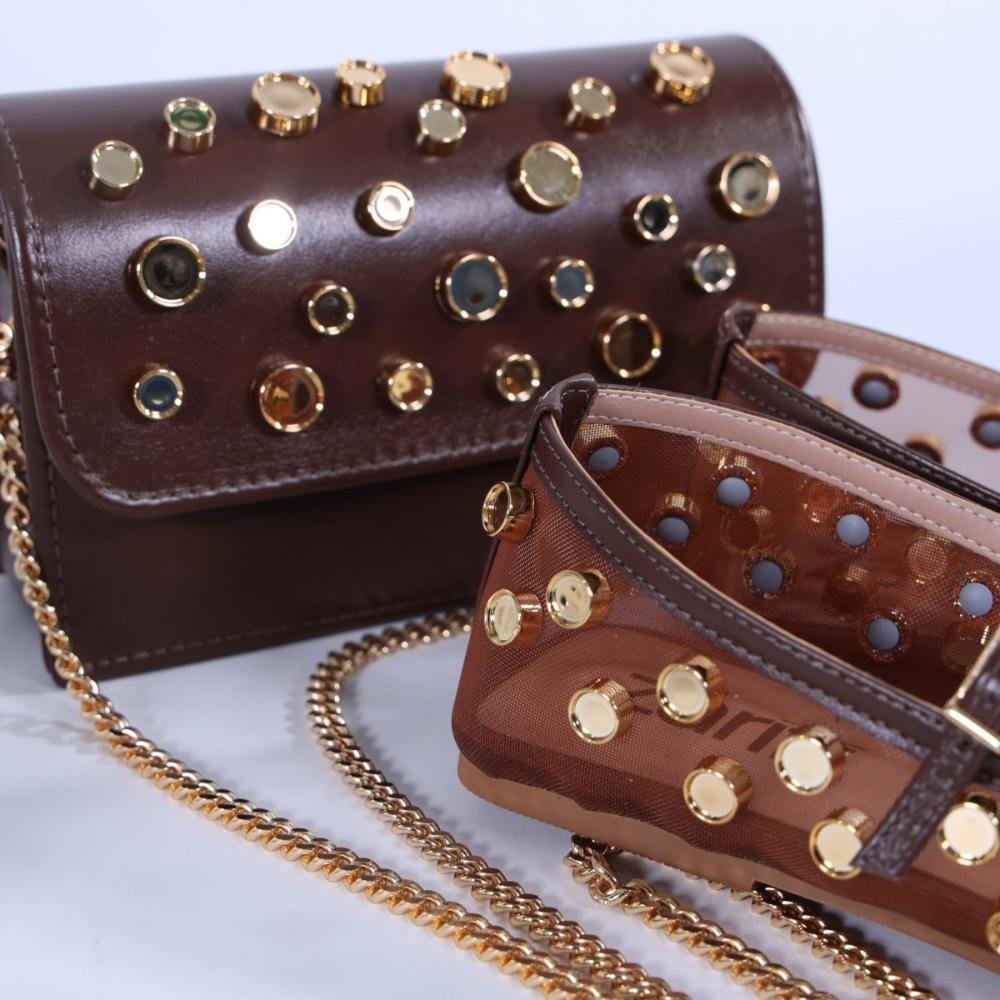 Sapatilha Feminina Zariff com Maxi Esferas 2017-6331 Brown Marrom