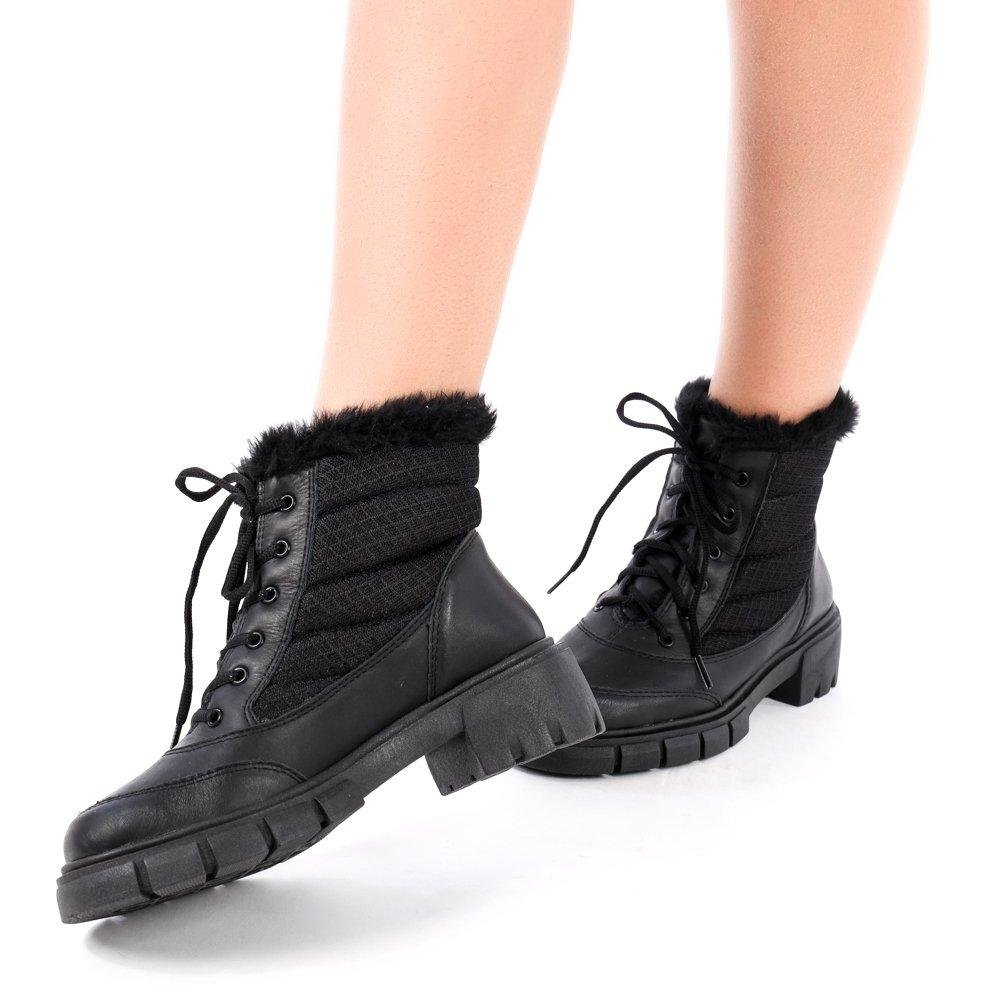 Coturno Cano Baixo Zariff Com Pelinho Preto Preto
