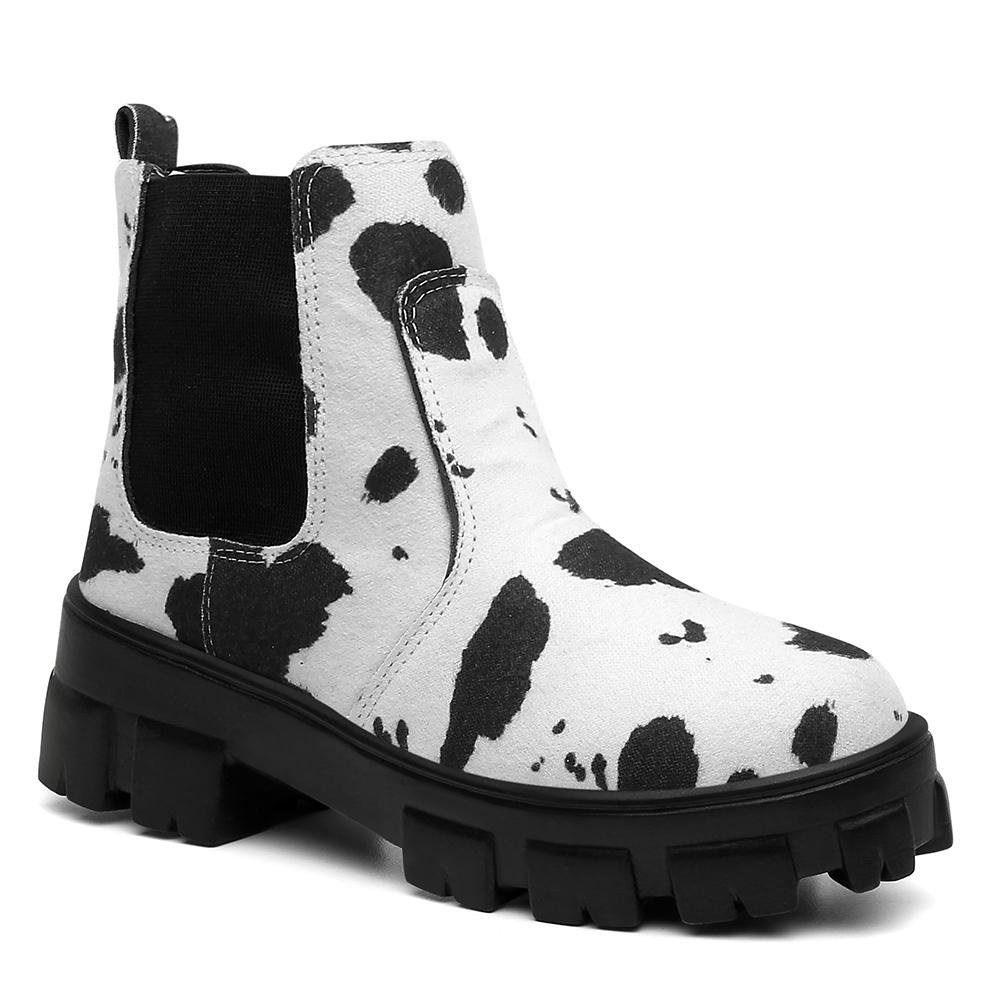Bota Feminina Cano Curto Tratorada Salto Baixo Chelsea