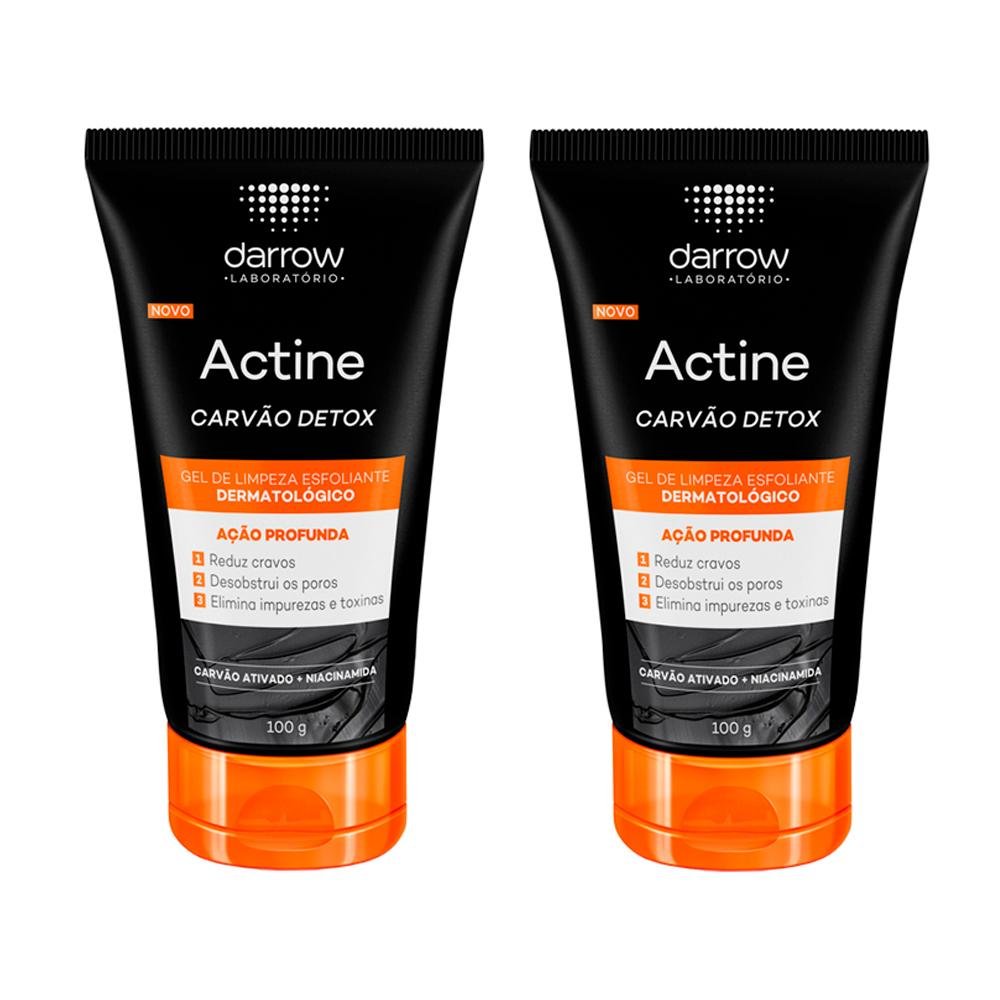 Kit Darrow Actine Carvão Detox – 2 Gel De Limpeza Esfoliante 100g ÚNICO