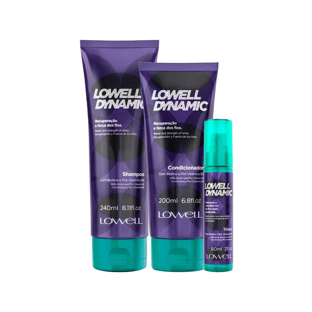 Kit Lowell Dynamic - Shampoo 240 ml+ Condicionador 200 ml + Tônico 60 ...
