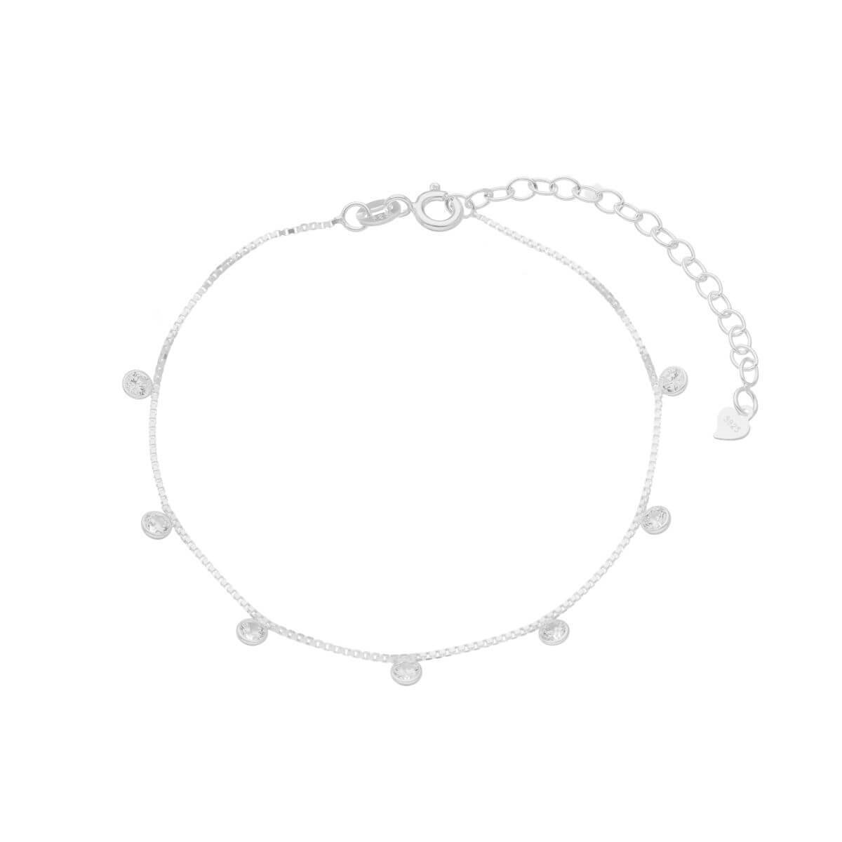 Pulseira Prata 925 Pingente Ponto de Luz PP Prata