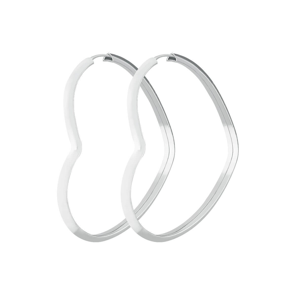 Argola Prata 925 Coração Arredondado Aro Liso G Prata