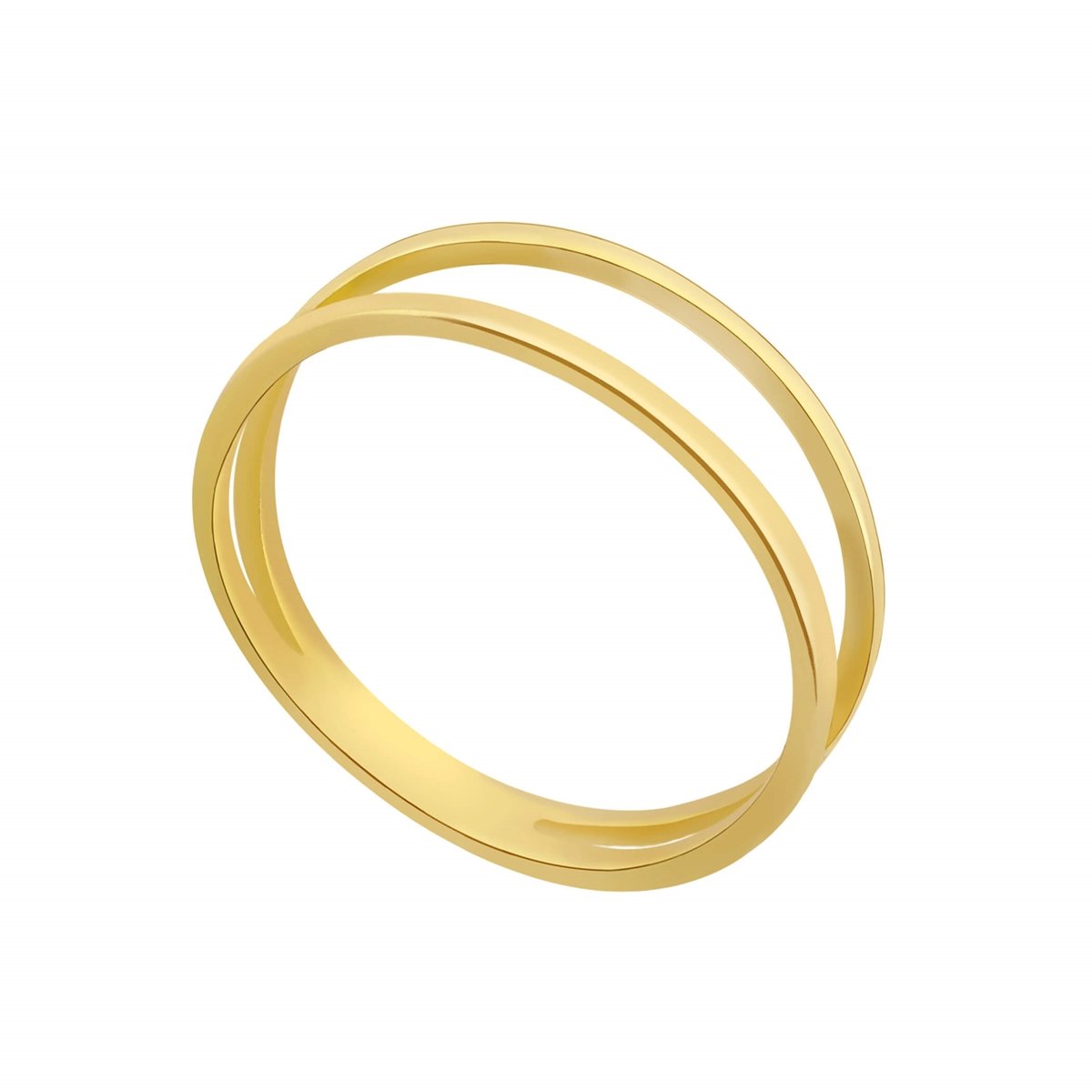 Anel Folheado a Ouro 18k Aro Duplo Liso Dourado