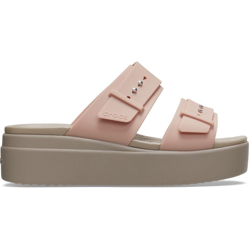 Sandália crocs brooklyn sandal lowwdg pale blush Bege
