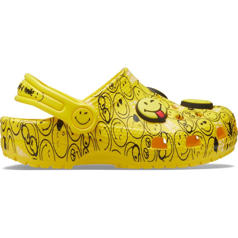 Crocs classic smiley clog k white/multi Amarelo