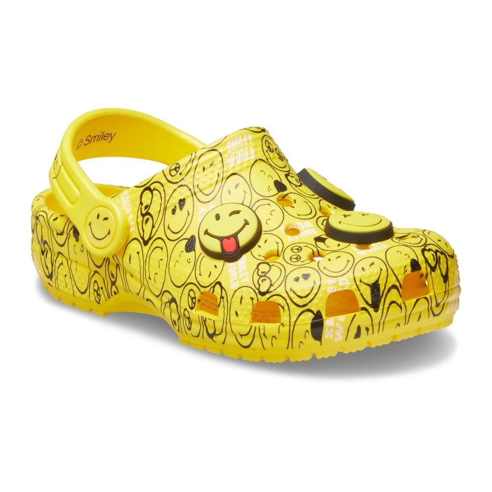 Crocs classic smiley clog k white/multi Amarelo