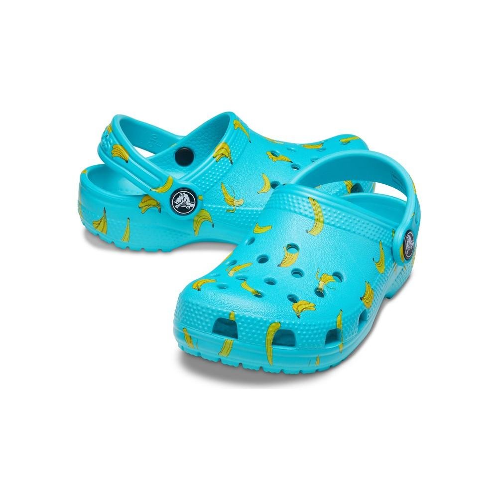 Crocs classic food print infantil digital aqua Azul