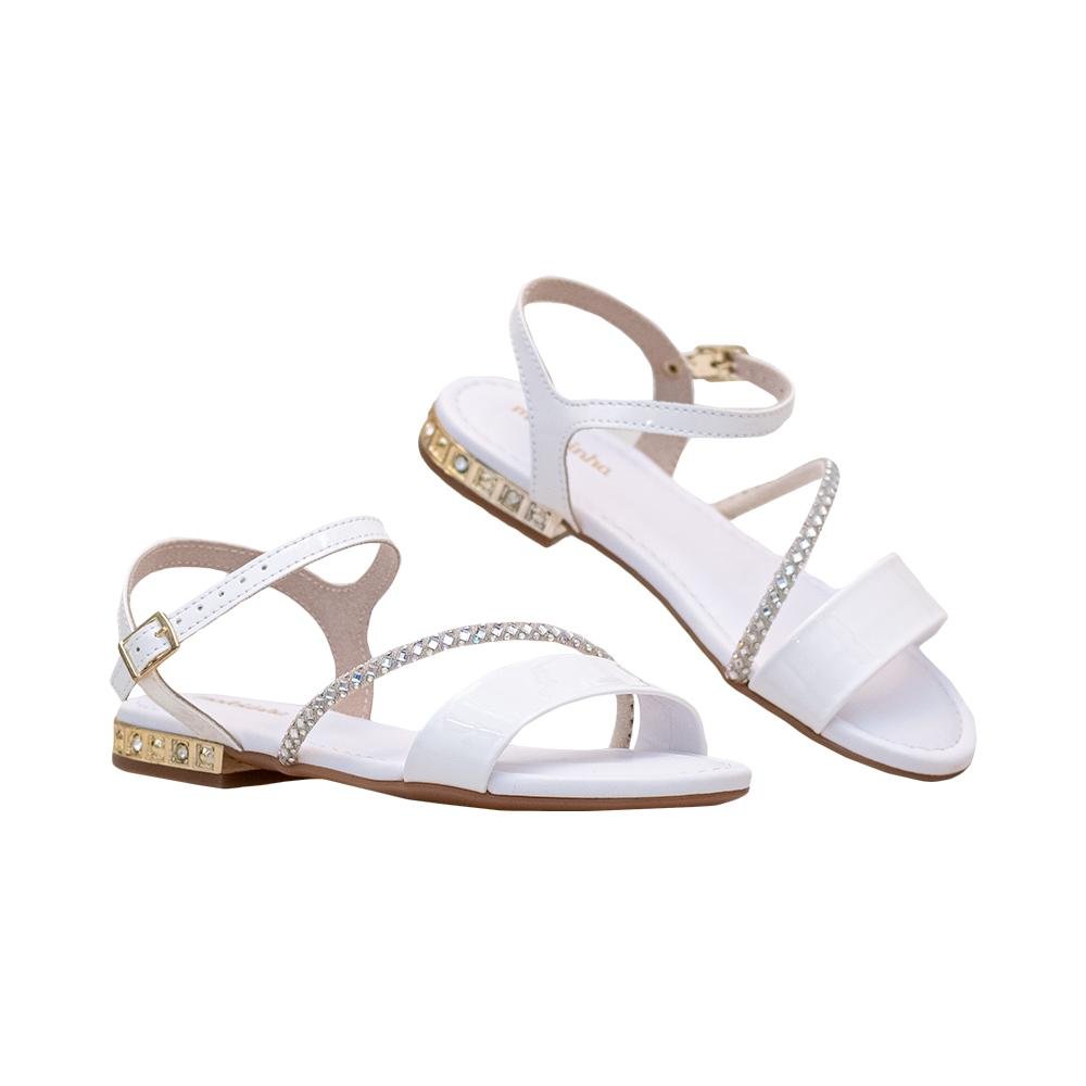 Sandália Rosa Kids Solado Strass | Molekinha Branco