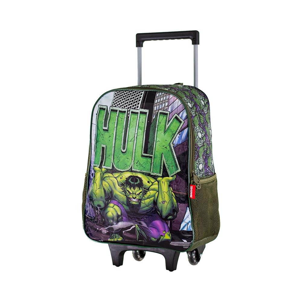 Mochila Carrinho Verde Kids Hulk Force | Luxcel Preto