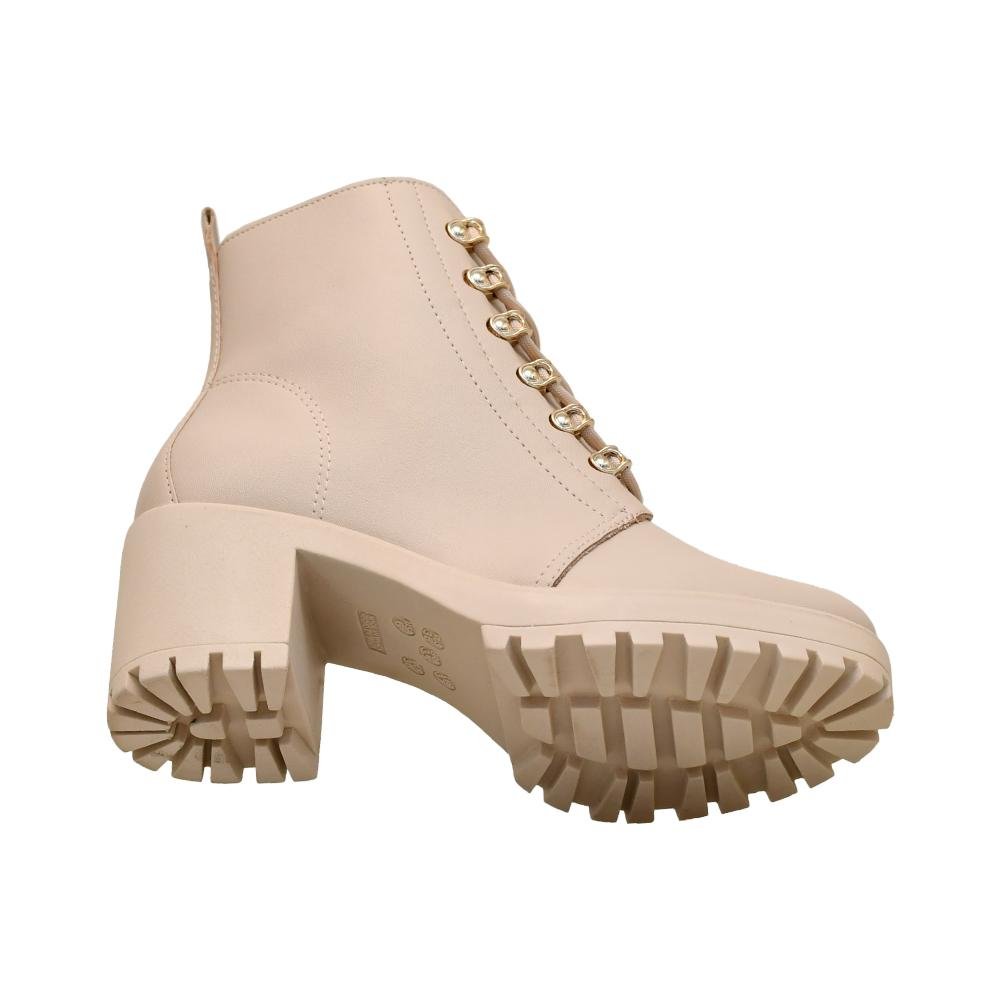 Bota Creme Cano Médio Salto Bloco Alto | Ramarim Bege