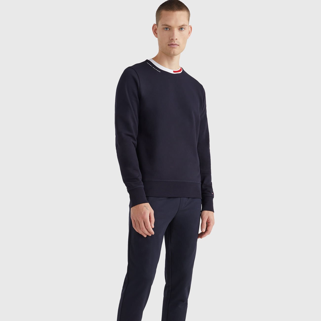 Moletom Detalhe Colarinho Azul