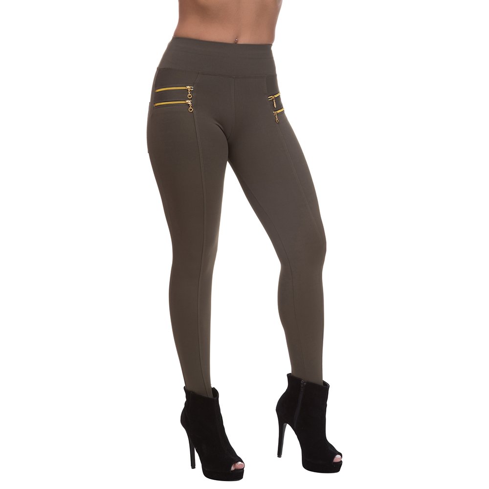 Calça Legging Feminina Miss Blessed Montaria Zíper Verde P