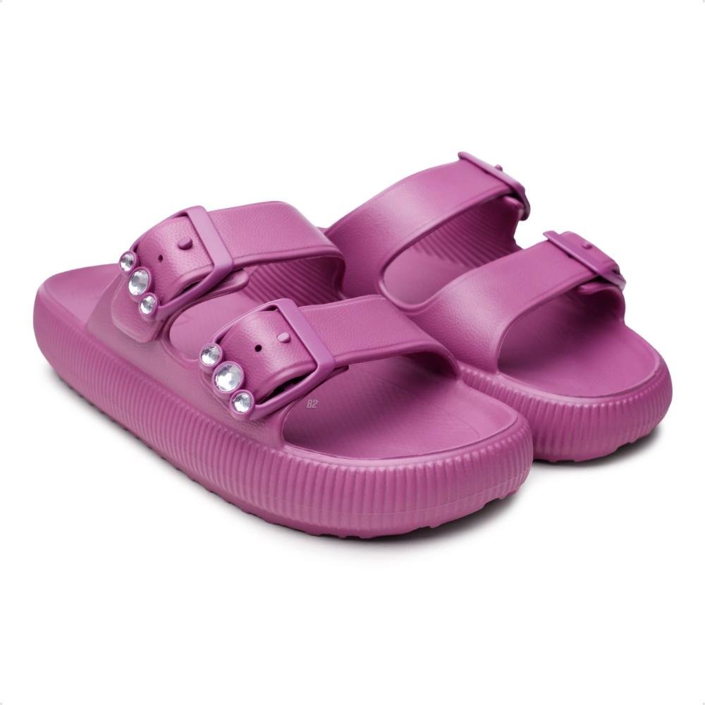 Chinelo Slide Usaflex Poofy Plataforma Feminino Rosa