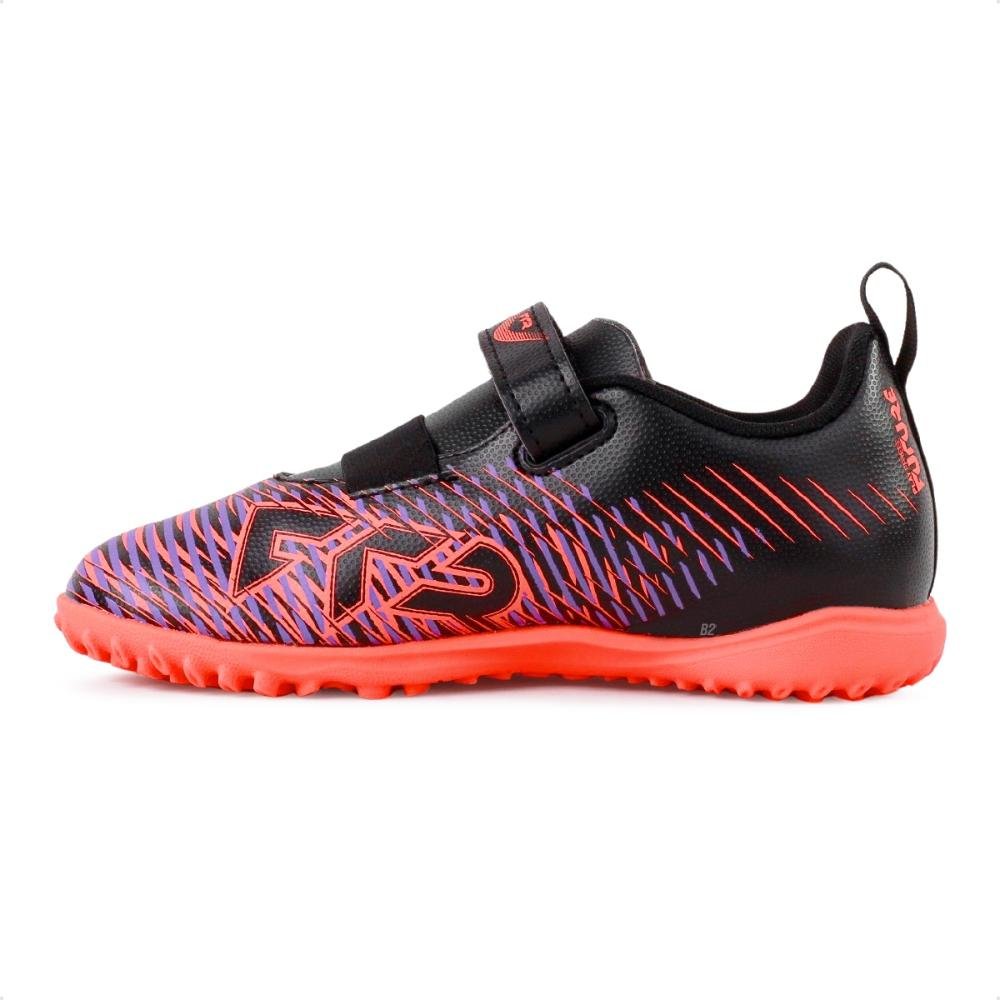 Chuteira Society Puma Future 8 Play TT V Jr Preto/Coral