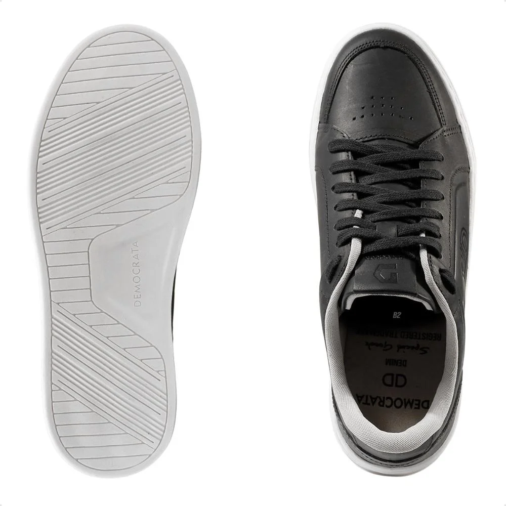 Sapatênis Democrata Denim Bold Casual Masculino Preto/Branco