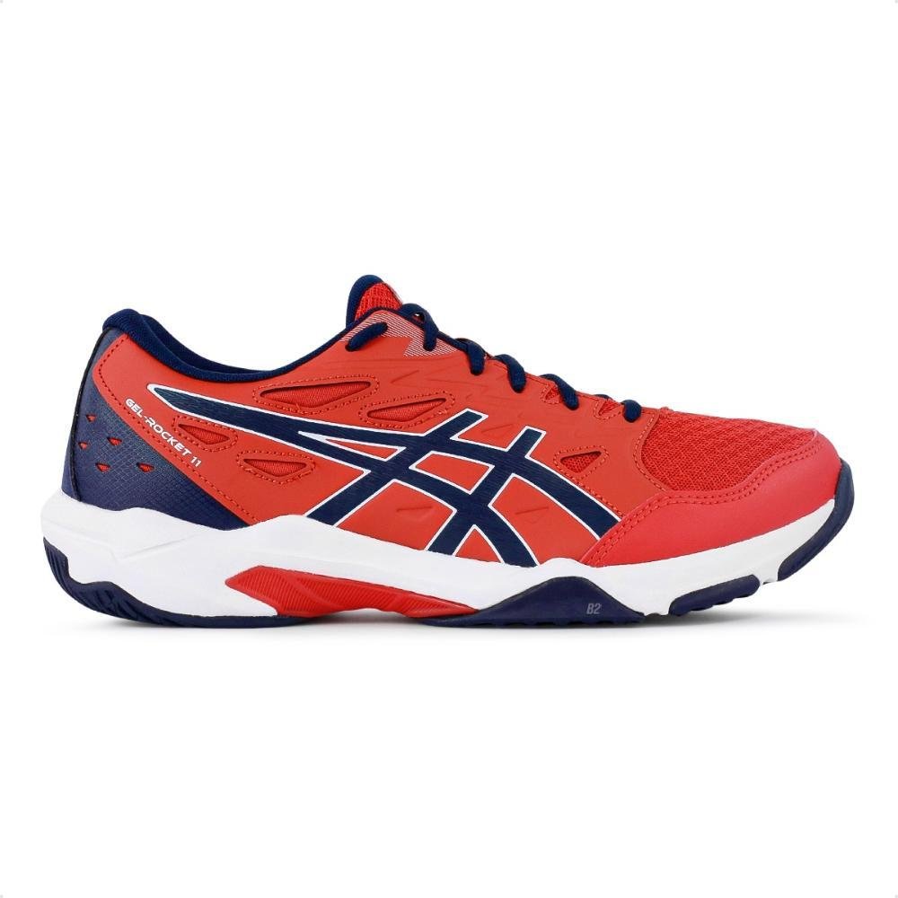 Tênis de Quadra Asics Gel Rocket 11 Masculino Vermelho Vermelho/Azul ...