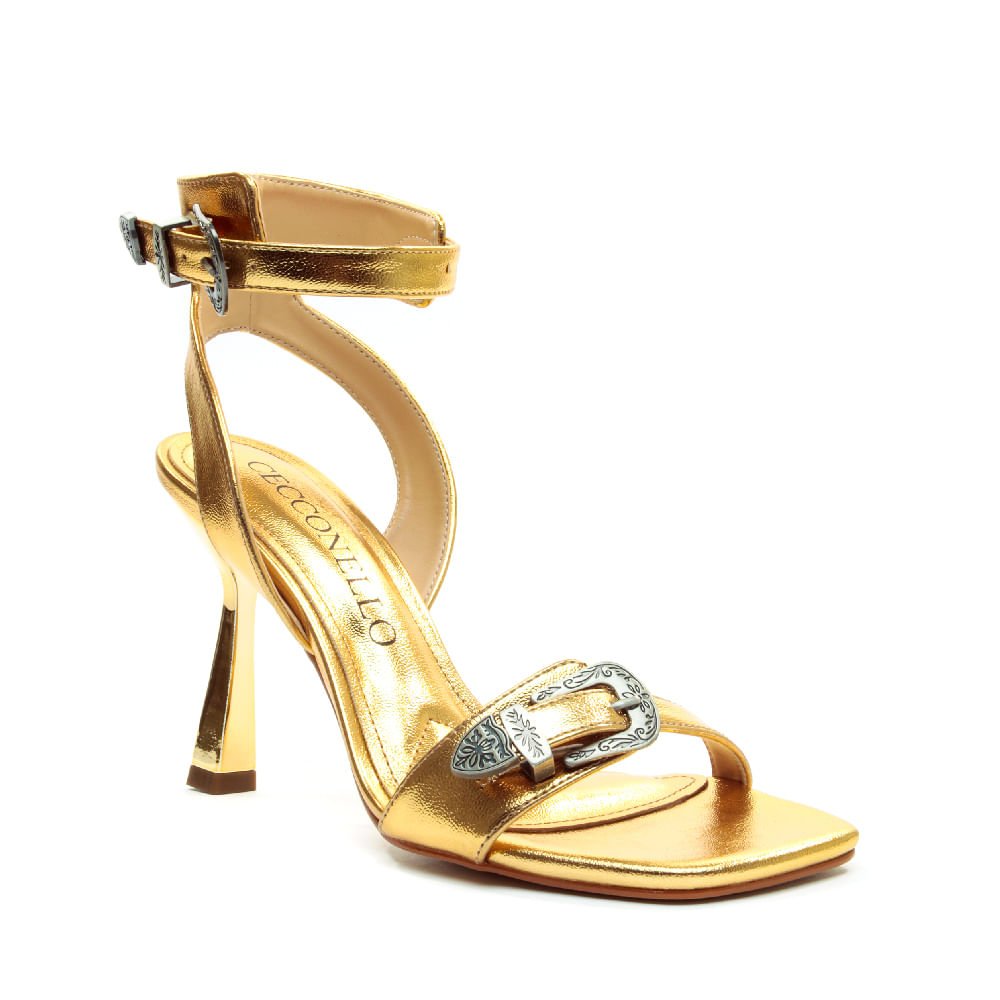 Sandália Ouro Salto Alto Cecconello 2346002-4 Dourado