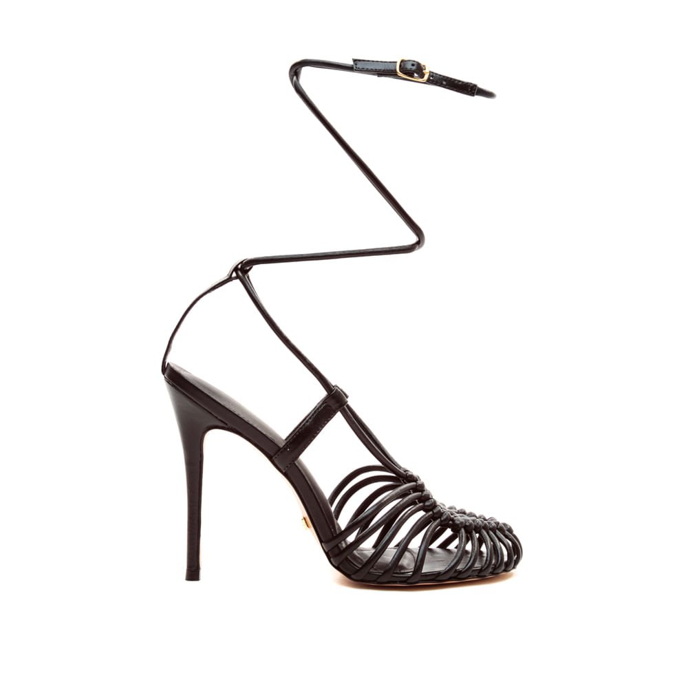 Sandália Couro Preto Salto Alto Cecconello 2355001-2 Preto