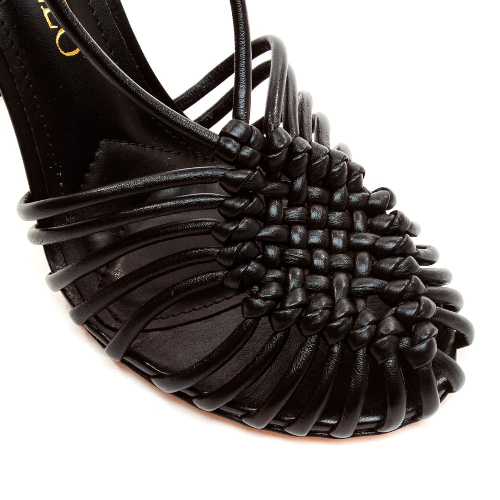 Sandália Couro Preto Salto Alto Cecconello 2355001-2 Preto