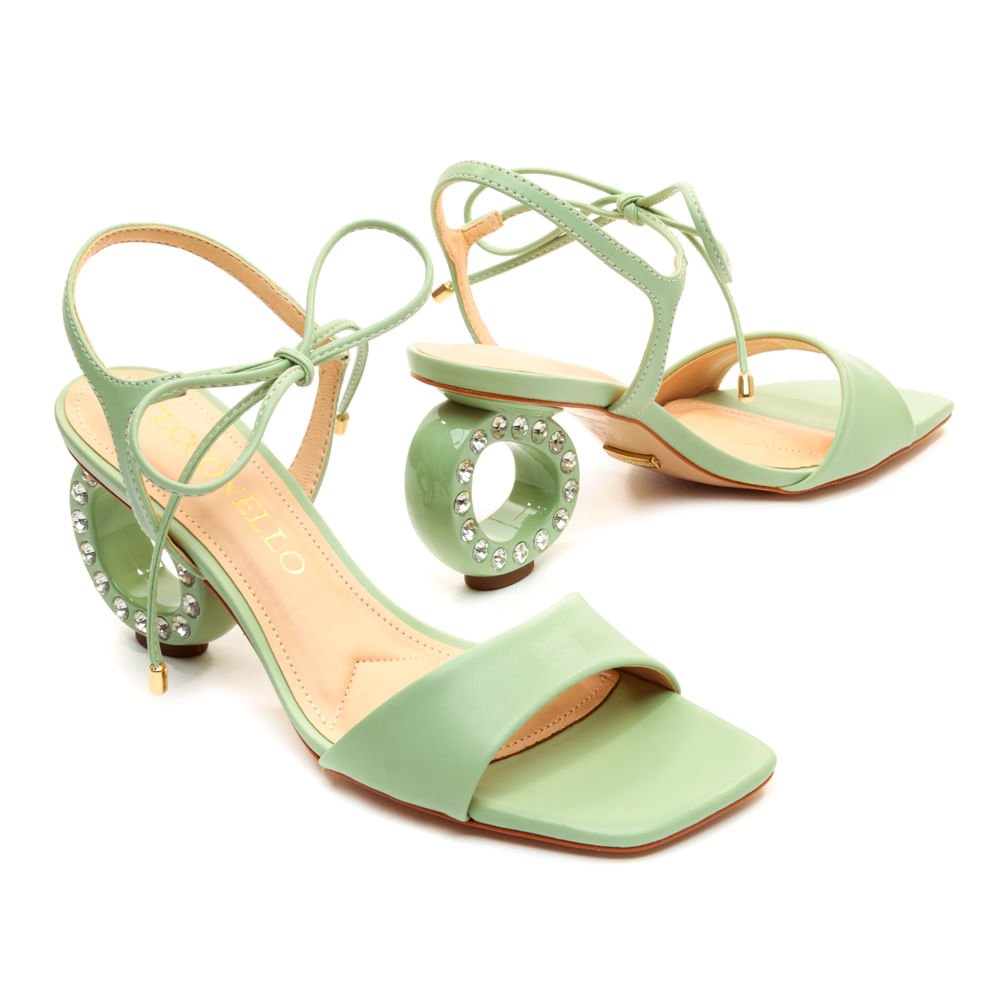 Sandália Verde Salto Médio Vazado Cecconello 2378001-1 Verde