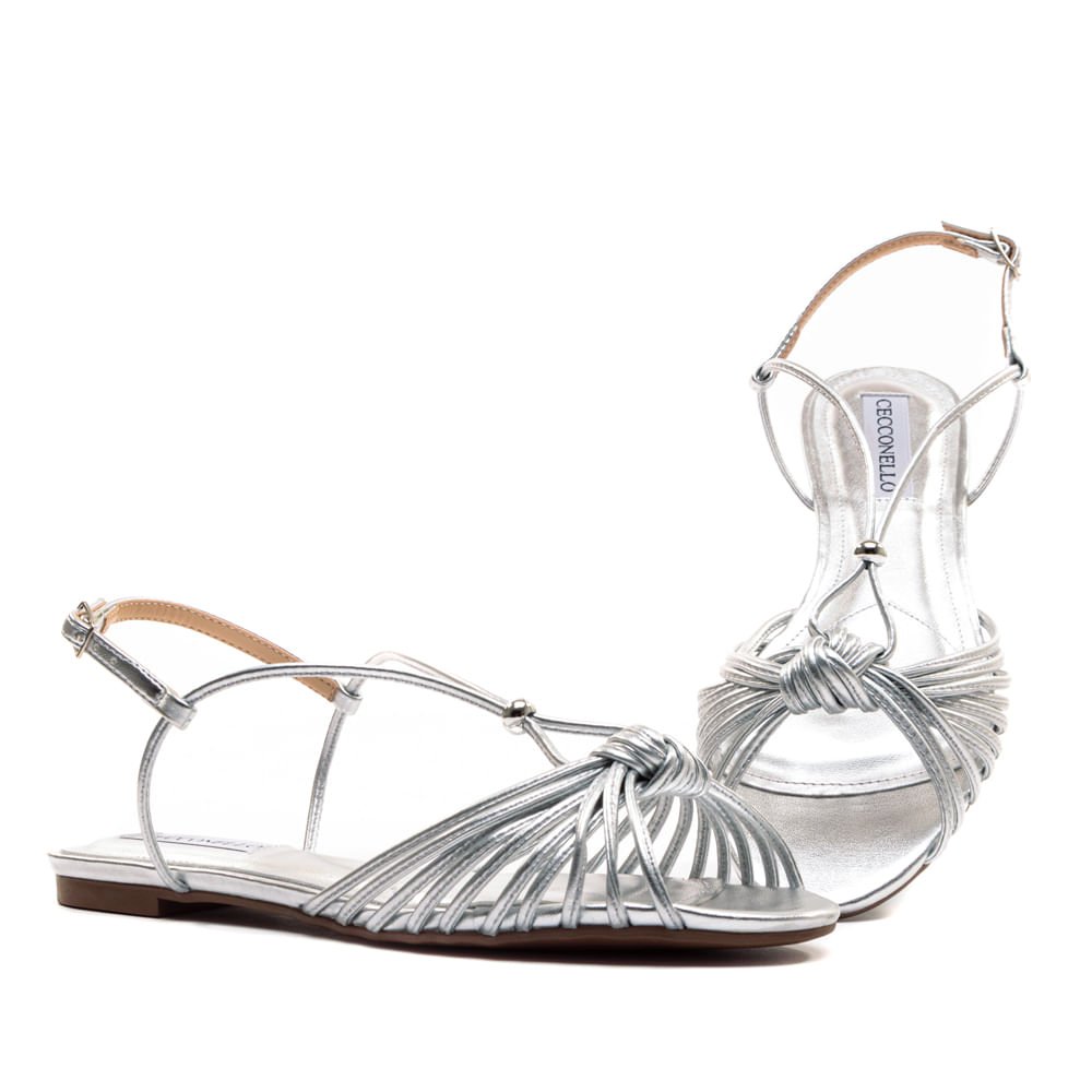 Sandália Rasteira Prata Cecconello 1944001-3 39