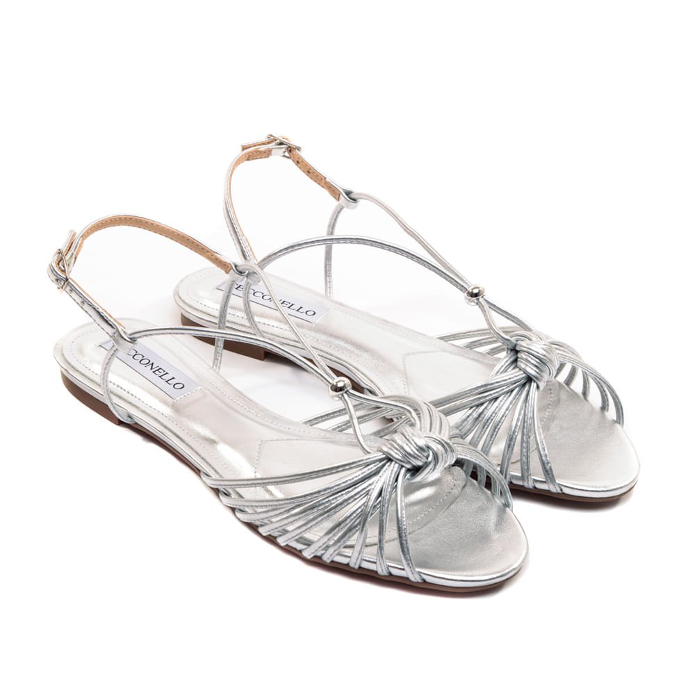 Sandália Rasteira Prata Cecconello 1944001-3 39