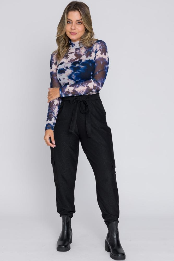 Blusa Feminina em Tule Manchas Azul Cess Azul