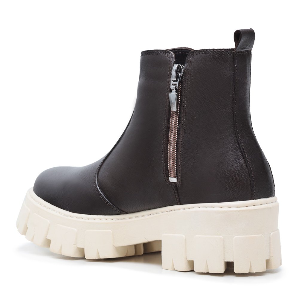 Bota Coturno Cano Curto em Couro Autem Originals com Zíper e Sola Alta ...