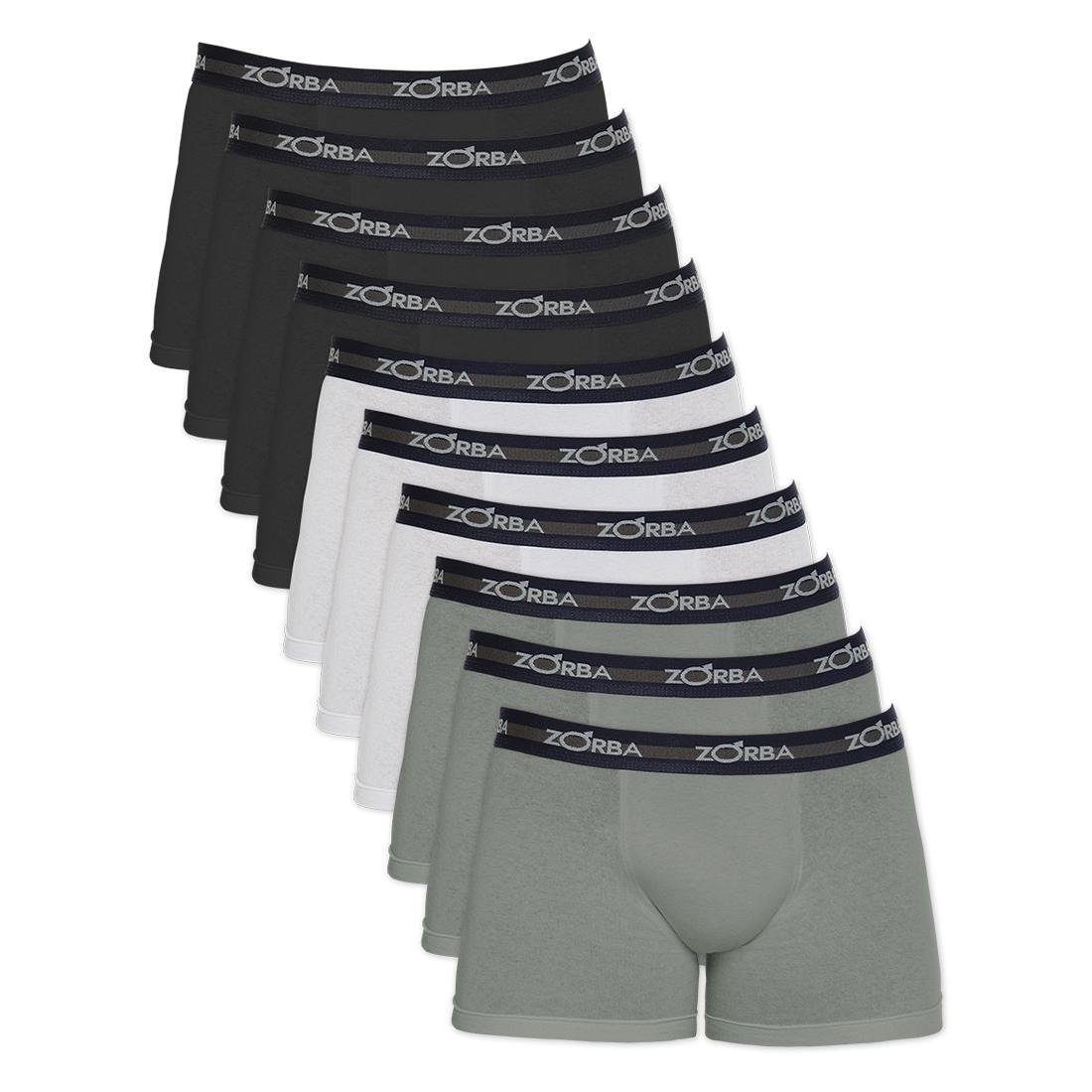 Kit com 10 Cuecas Boxer Zorba Algodão Max 702 Preto/Branco/Grafite – P ...