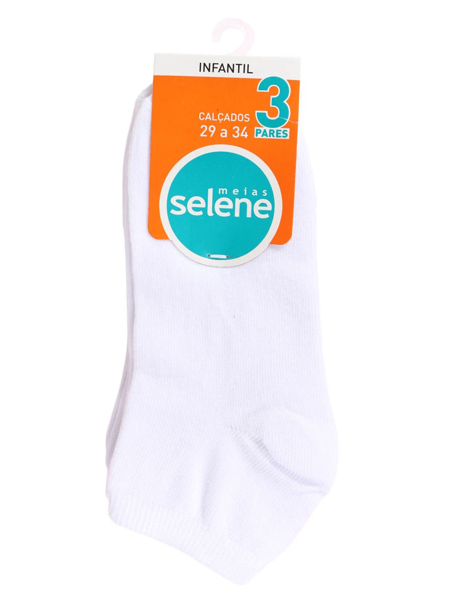 Kit Meia Infantil Selene 3 Unidades Soquete Branco