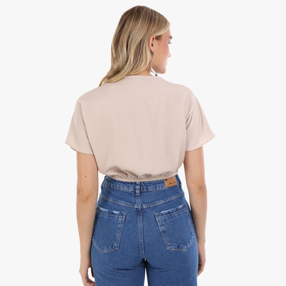 Cropped Doce trama Bege